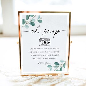 Oh Snap Sign Wedding Disposable Camera Sign Photo Instructions Sign Can ...