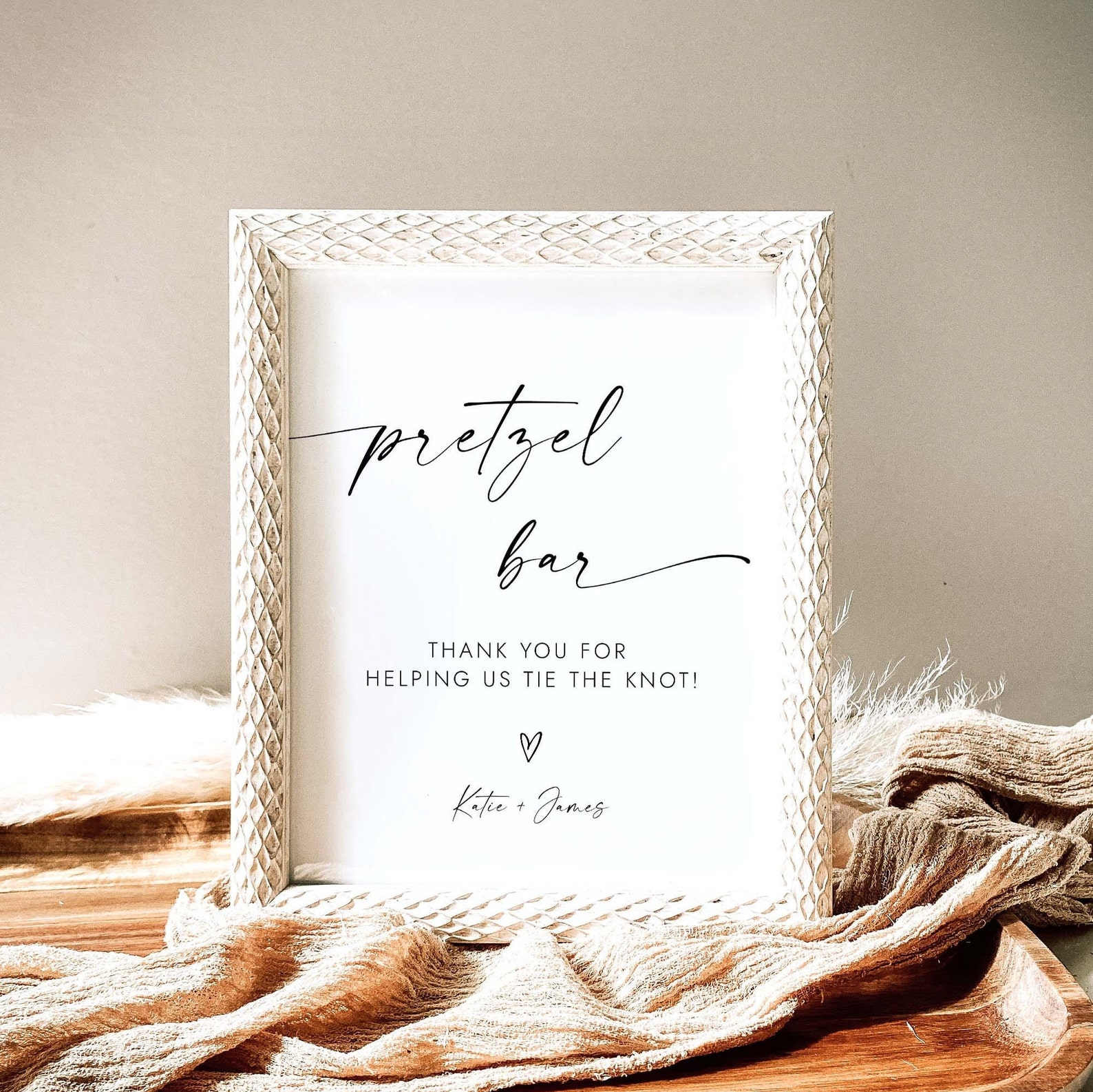 Pretzel Bar Sign Pretzel Wedding Sign Wedding Snack Bar Thanks for ...