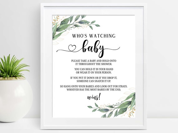 Who's Watching Baby Game Sign Who is Watching Baby Sign - Etsy