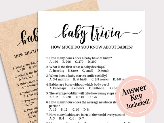 Baby Trivia Game Baby Shower Trivia Kraft Baby Shower Games - Etsy