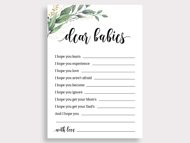 Dear Babies Wish Cards Wishes for Baby Twins Printable Wish - Etsy