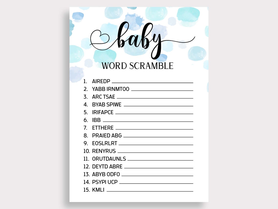 Baby Word Scramble Game Baby Word Puzzle Blue Scrambled Baby - Etsy