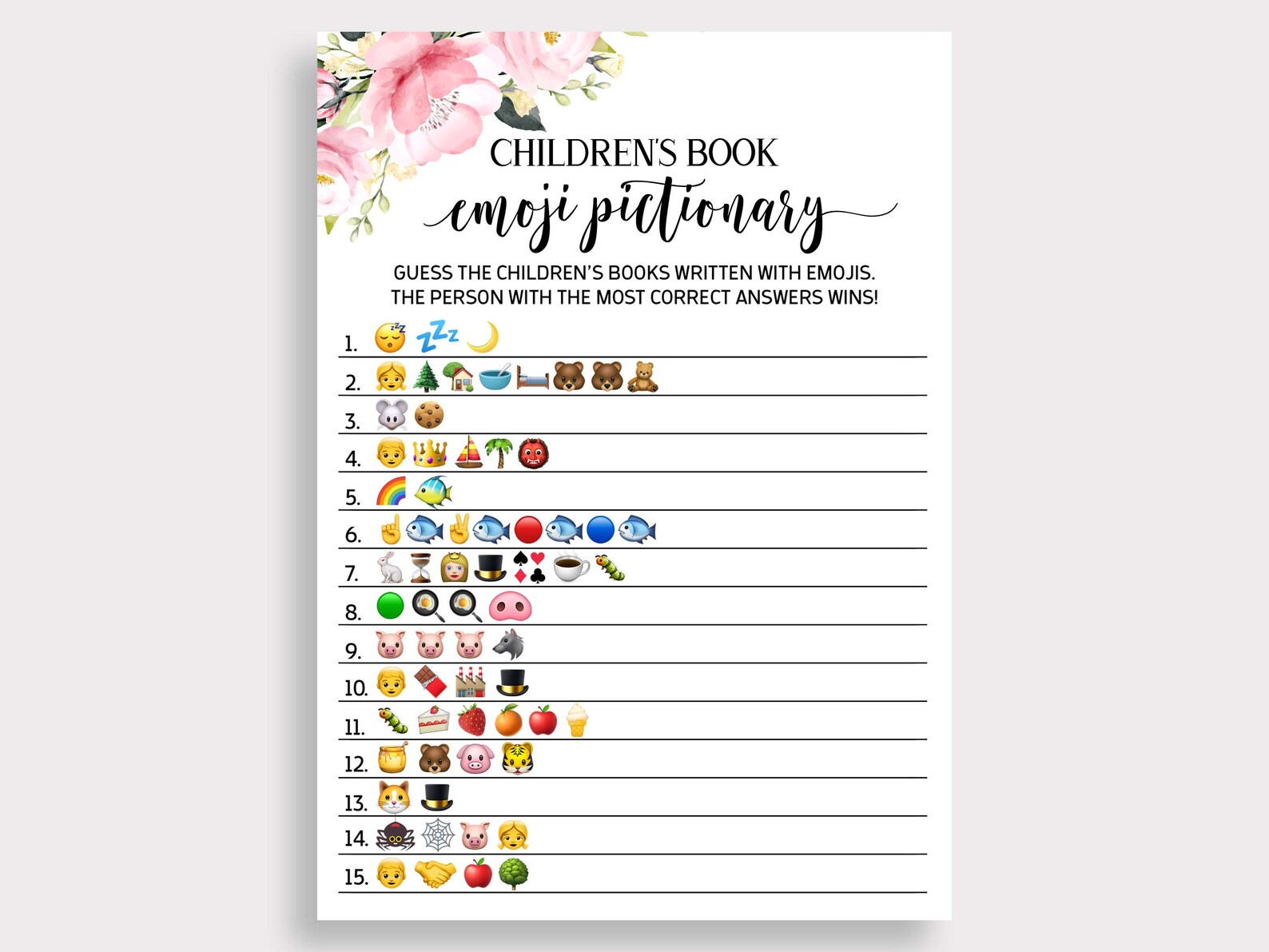 Children's Book Emoji Pictionary, Childrens Book Emoji Cards Printable ...