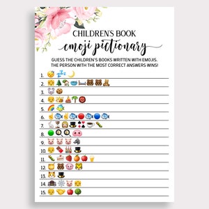 Children's Book Emoji Pictionary, Childrens Book Emoji Cards Printable ...