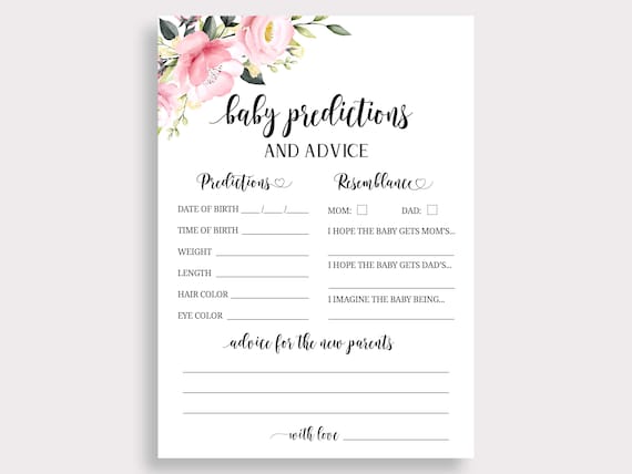 Tarjetas De Predicción De Baby Shower Para Imprimir Tarjetas De