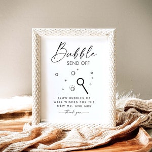 Minimalist Bubble Send off Sign Wedding Blow Bubbles of Well Wishes ...