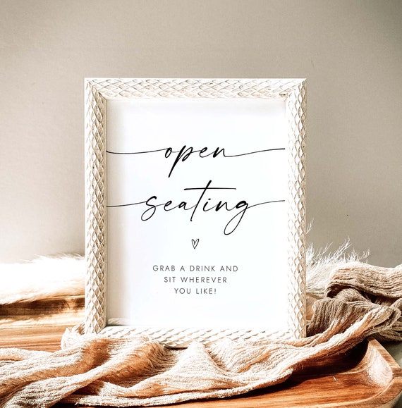Wedding Open Seating Sign Sit Anywhere Wedding Ceremony Sign