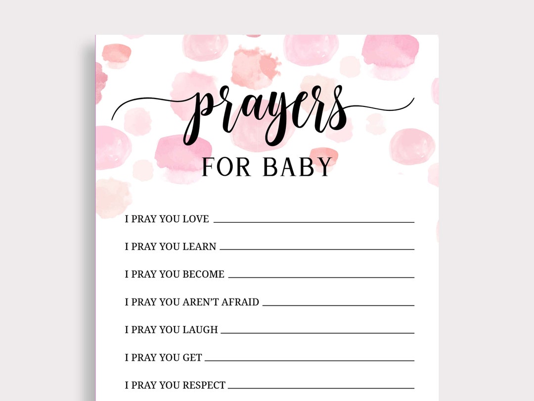 Prayers for Baby Card Printable Well Wishes for Baby Floral Baby Girl ...