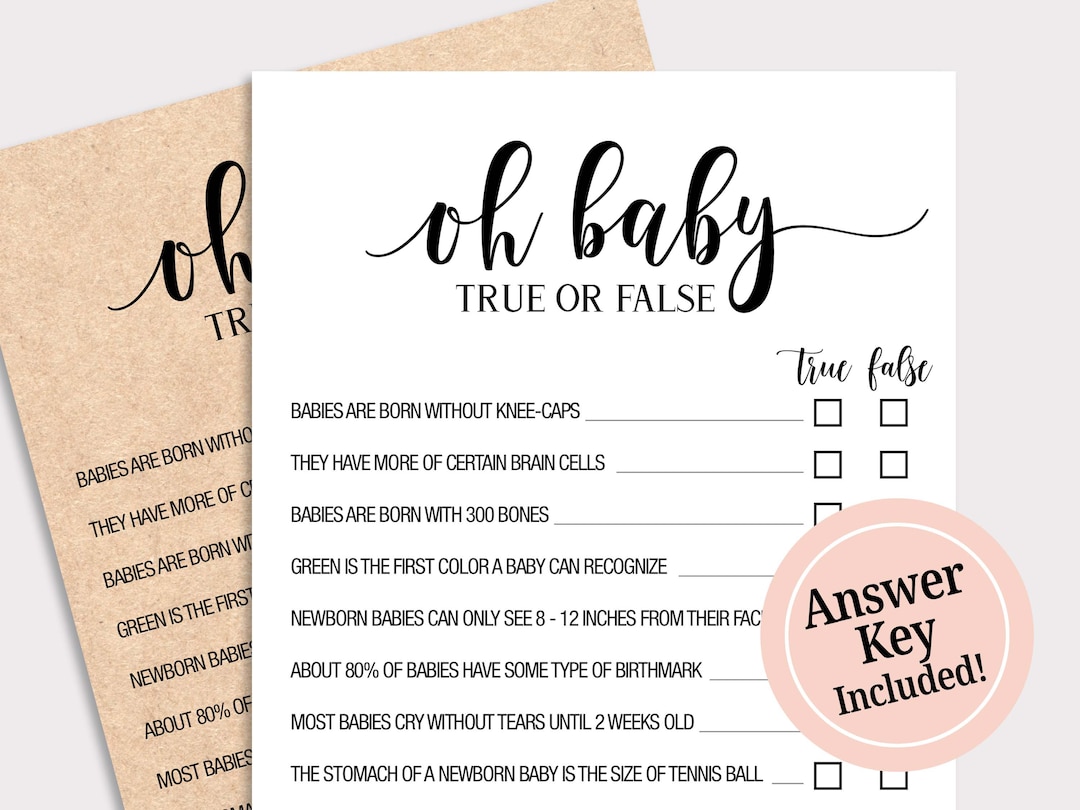 True or False Baby Shower Games, Oh Baby True or False Game, Kraft Baby ...