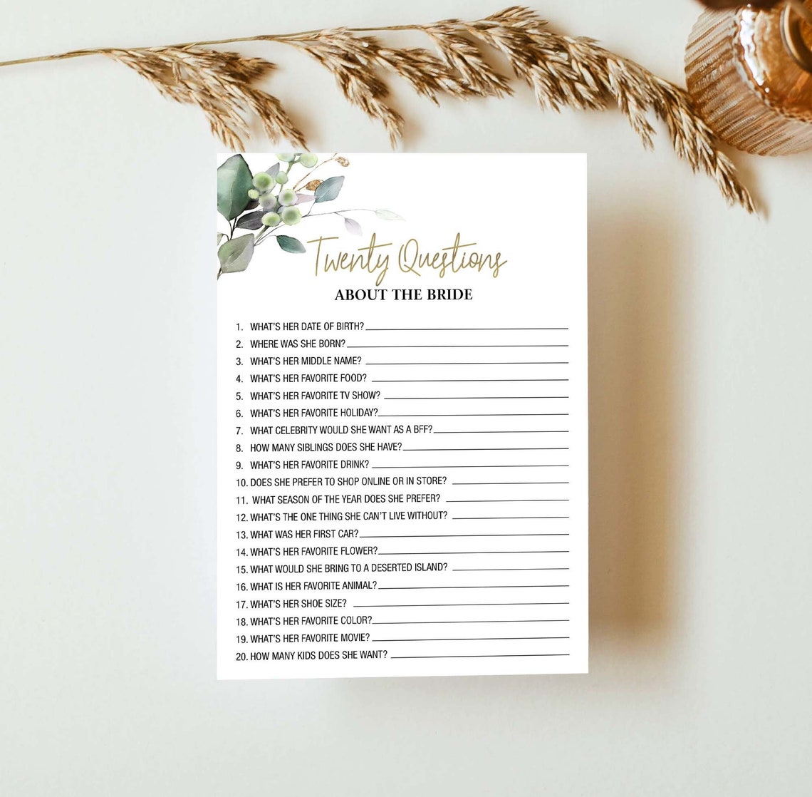 Twenty Questions About the Bride How Well Do You Know the Bride 20 ...