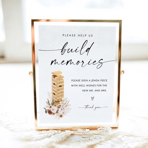Help Us Build Memories Sign Floral Wedding Guestbook Wedding Jenga ...