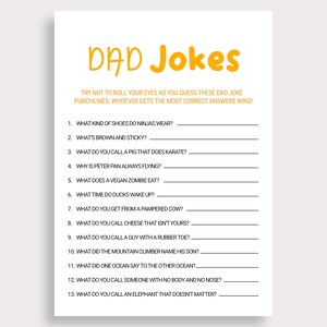 Dad Jokes Baby Shower Game Printable Dad Jokes Game Trivia Game Funny ...