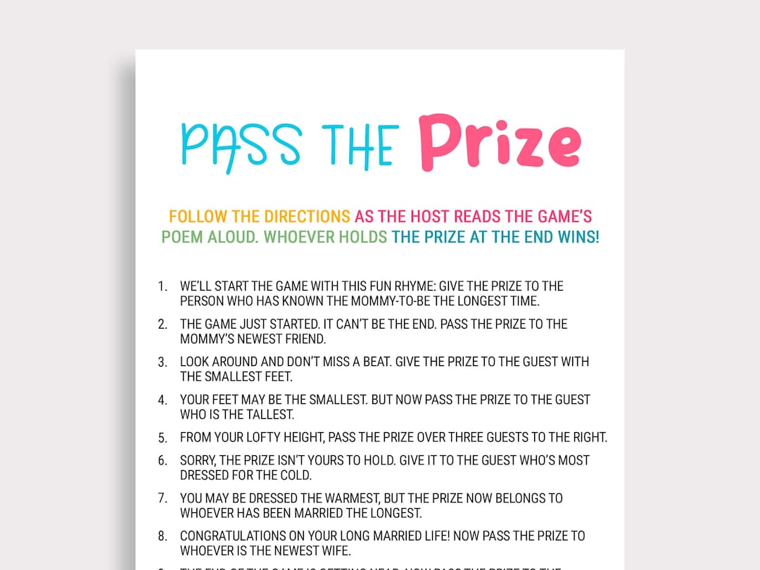 Pass the Prize Game Gender Reveal Games Baby Shower Games Pink and Blue ...