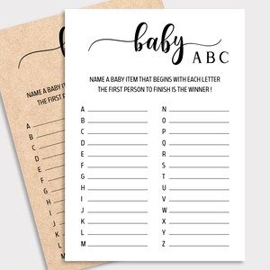 Baby ABC Game, Baby Alphabet Game, Baby Shower Game Printable, A to Z ...