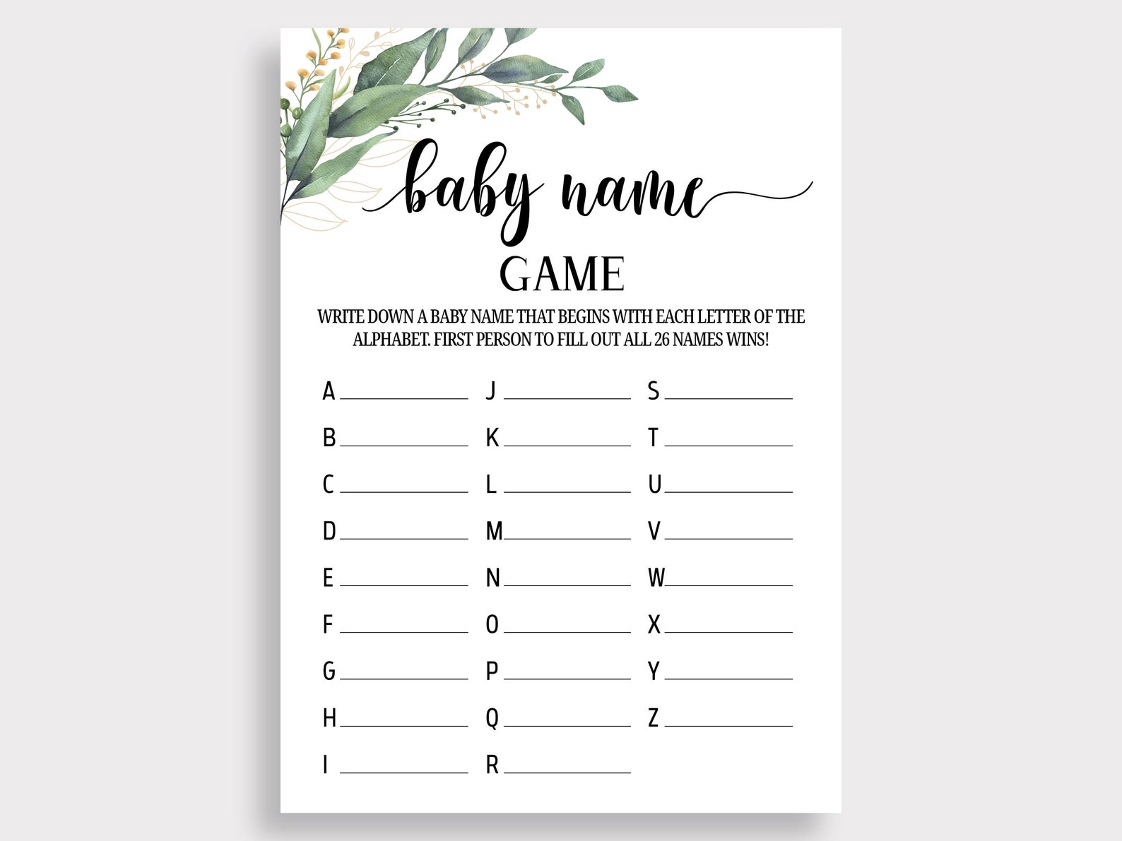 Baby Name Game Baby Alphabet Game A Z Baby Name Game ABC - Etsy