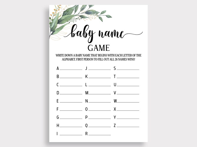 Baby Name Game Baby Alphabet Game A Z Baby Name Game ABC - Etsy