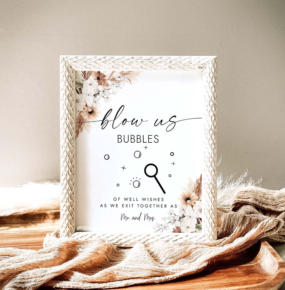 Blow Us Bubbles Sign Wedding Bubble Sign Wedding Bubble Send off Sign ...