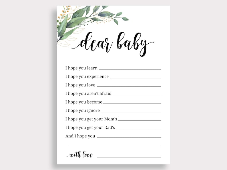 Dear Baby Wish Cards, Wishes for Baby Printable, Wish for Baby Cards ...