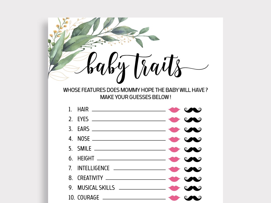 Baby Traits Game, Mommy Daddy Baby Shower Game Printable, Coed Baby ...