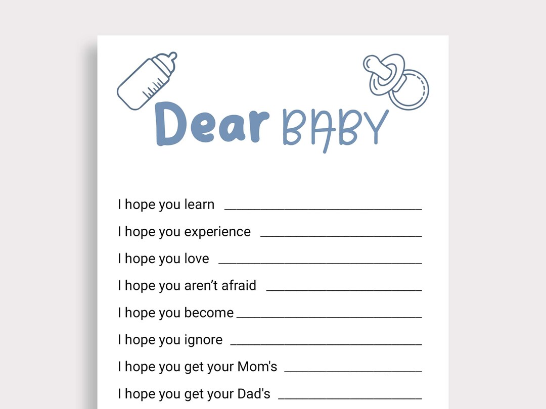 Dear Baby Printable Wishes for Baby Cards Wish for Baby Blue Baby ...