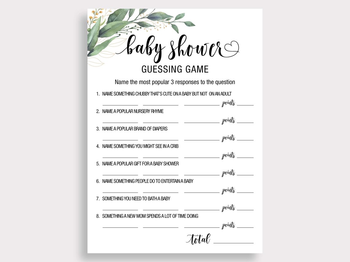 Fun Baby Shower Game Printable Baby Shower Guessing Game Gender Neutral ...