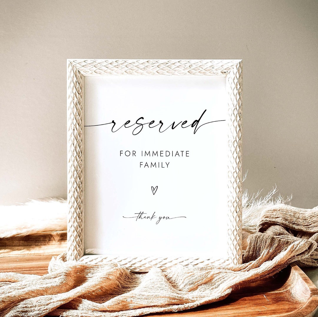 Wedding Reserved Seating Sign Printable Minimalist Reserved Sign Simple ...