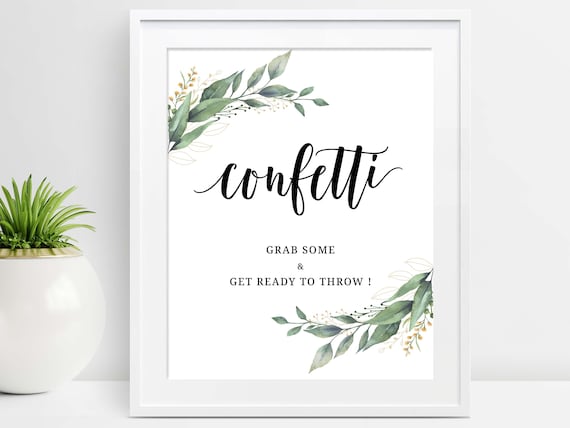 Confetti Sign Printable Wedding Confetti Sign Confetti Send | Etsy