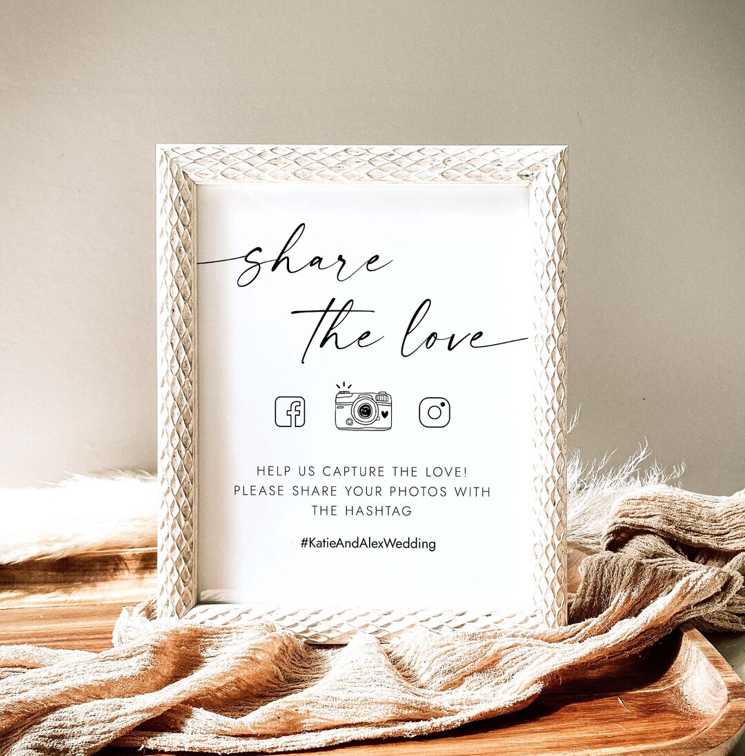 Wedding Hashtag Sign Modern Wedding Social Media Sign Minimalist ...