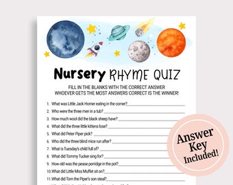 Outer Space Baby Shower Game Nursery Rhyme Quiz, Baby Astronaut Planets ...