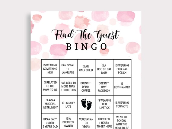 Baby Shower Find the Guest Bingo Game Printable Baby Bingo - Etsy