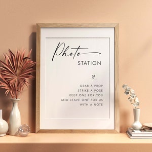 Photo Station Sign Grab A Prop and Strike A Pose Minimalist Wedding ...