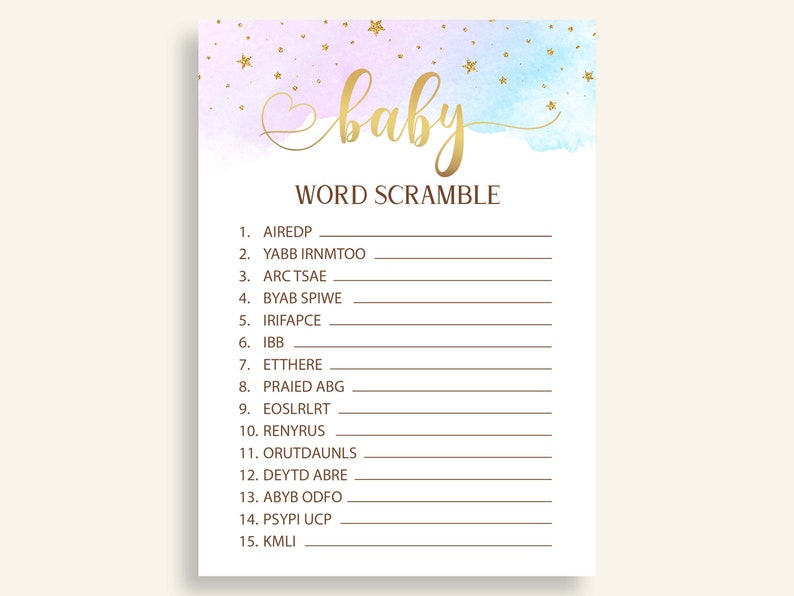 Baby Word Scramble Game Gender Reveal Baby Shower Games Baby - Etsy