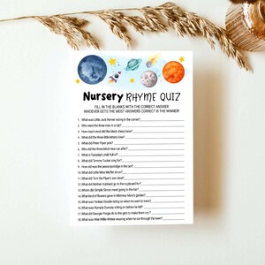 Nursery Rhyme Game Nursery Rhyme Quiz Planets Baby Shower Game Outer ...
