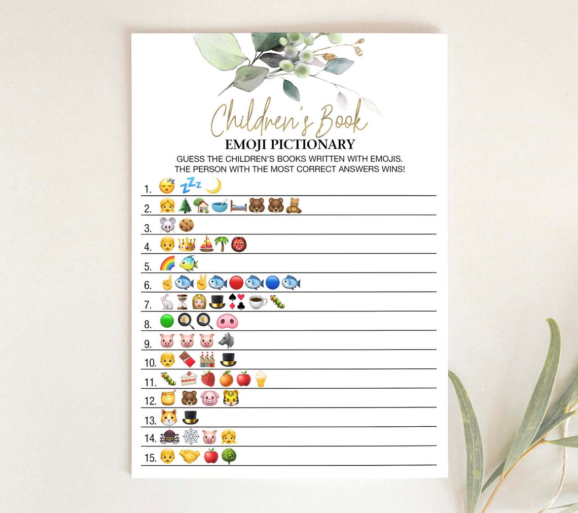 Children's Book Emoji Pictionary Game Baby Book Emoji Game - Etsy