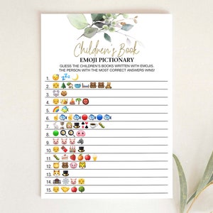Children's Book Emoji Pictionary Game Baby Book Emoji Game Baby Shower ...