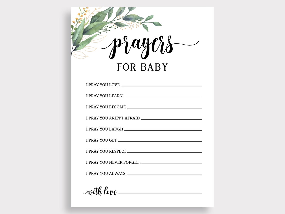 Prayers for Baby Card Printable Baby Prayer Wish cards | Etsy