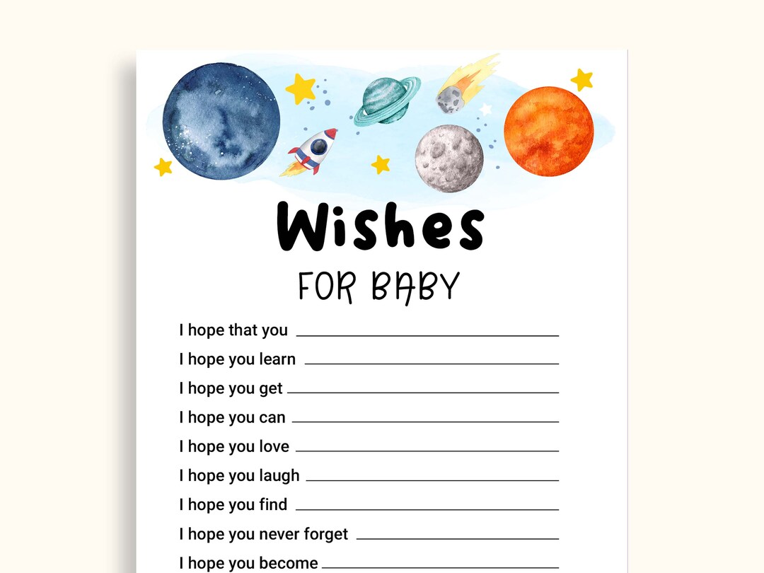Baby Wish Cards Wishes for Baby Card Outer Space Baby Shower - Etsy