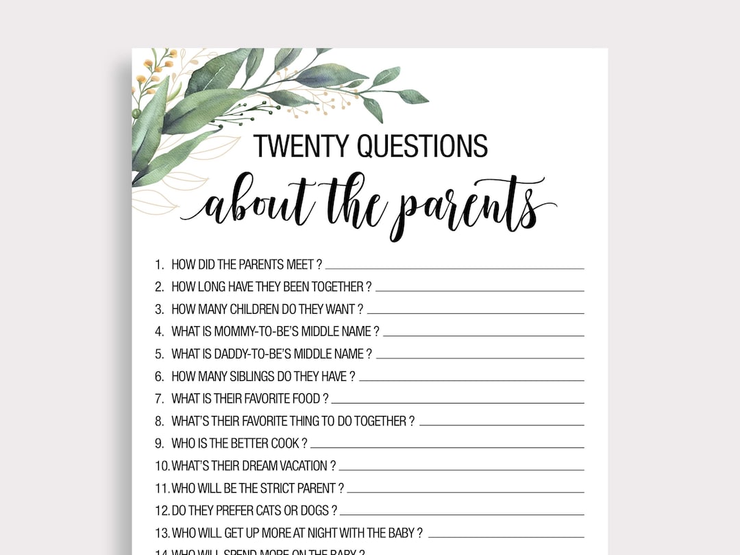 Twenty Questions About the Parents Game Who Knows the Parents Best Who ...