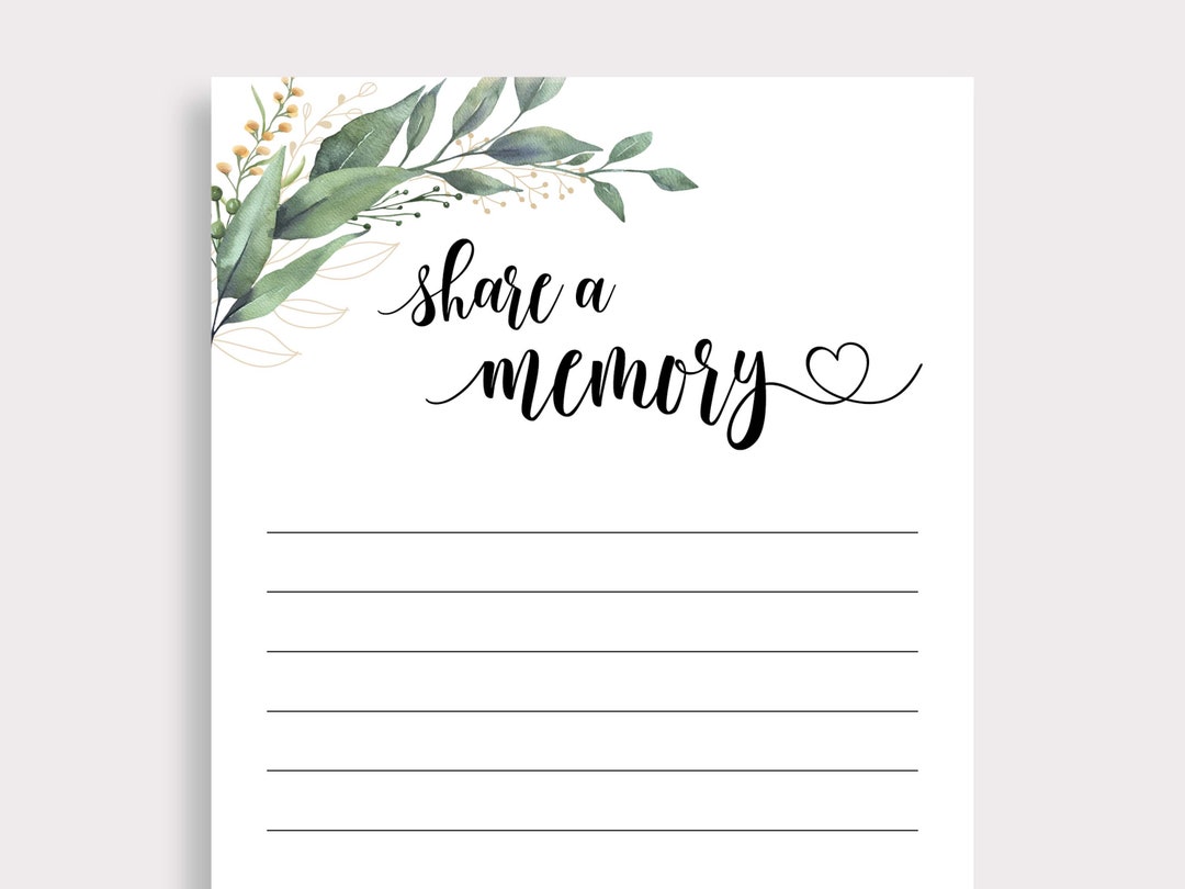 Share Memory Cards, Memorial Card, Wedding, Bridal Shower, Birthday ...