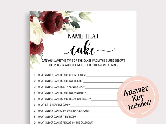 Name That Cake Bridal Shower Game Printable Tea Party Bridal | Etsy