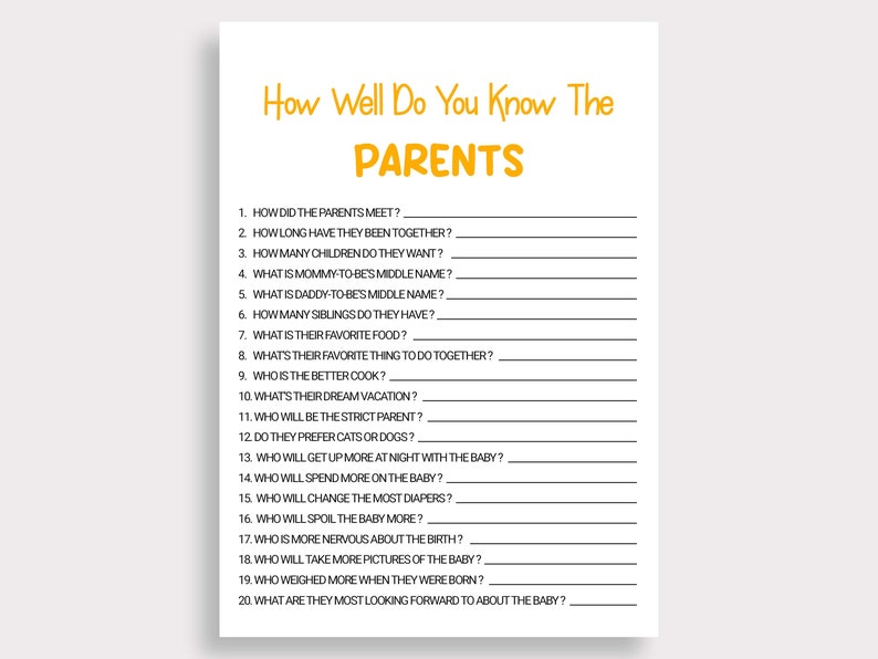 How Well Do You Know the Parents Who Knows Mommy Best Game Who - Etsy