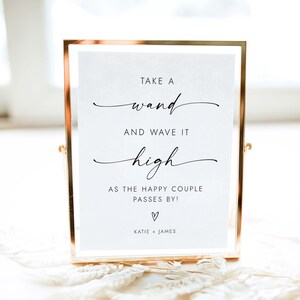 Minimalist Ribbon Wedding Wand Send off Favor Sign Wedding Wand Sign ...