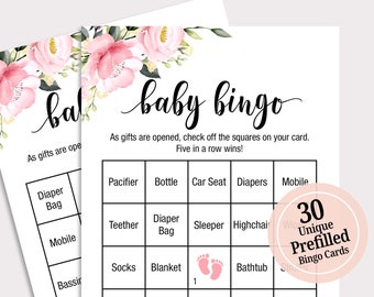 50 Prefilled Baby Shower Bingo Cards Baby Shower Bingo Game Cards Baby ...