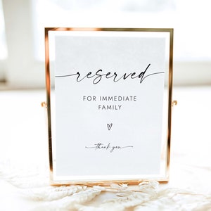 Wedding Reserved Seating Sign Printable Minimalist Reserved Sign Simple ...