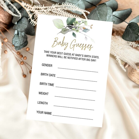 Guess Baby's Birth Stats Baby Guesses Card Baby - Etsy
