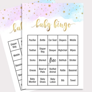 30 Prefilled Baby Shower Bingo Cards Gender Reveal Party Games Baby ...