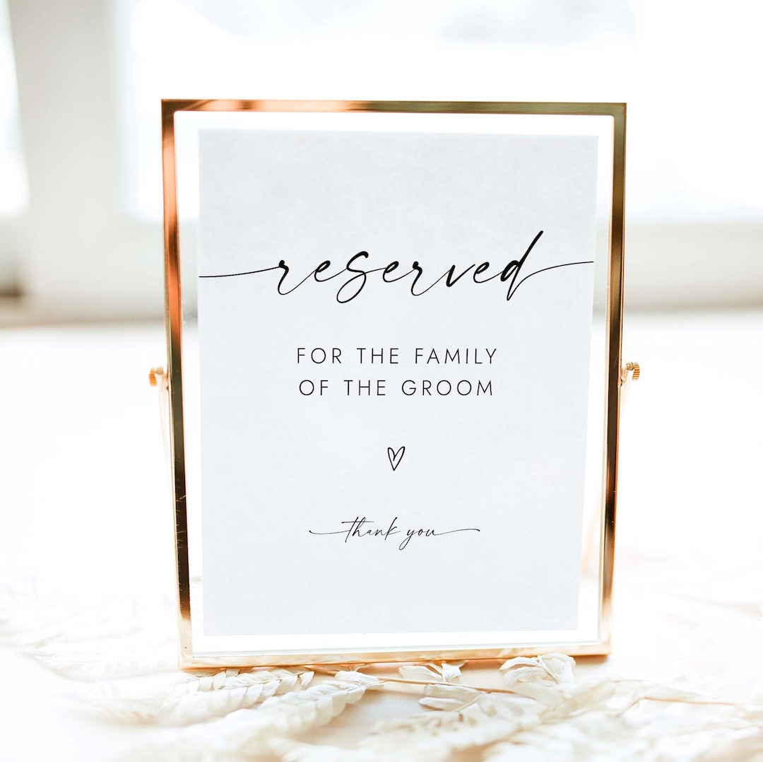 Minimalist Wedding Reserved Seating Sign Reserved Sign Groom's Family ...