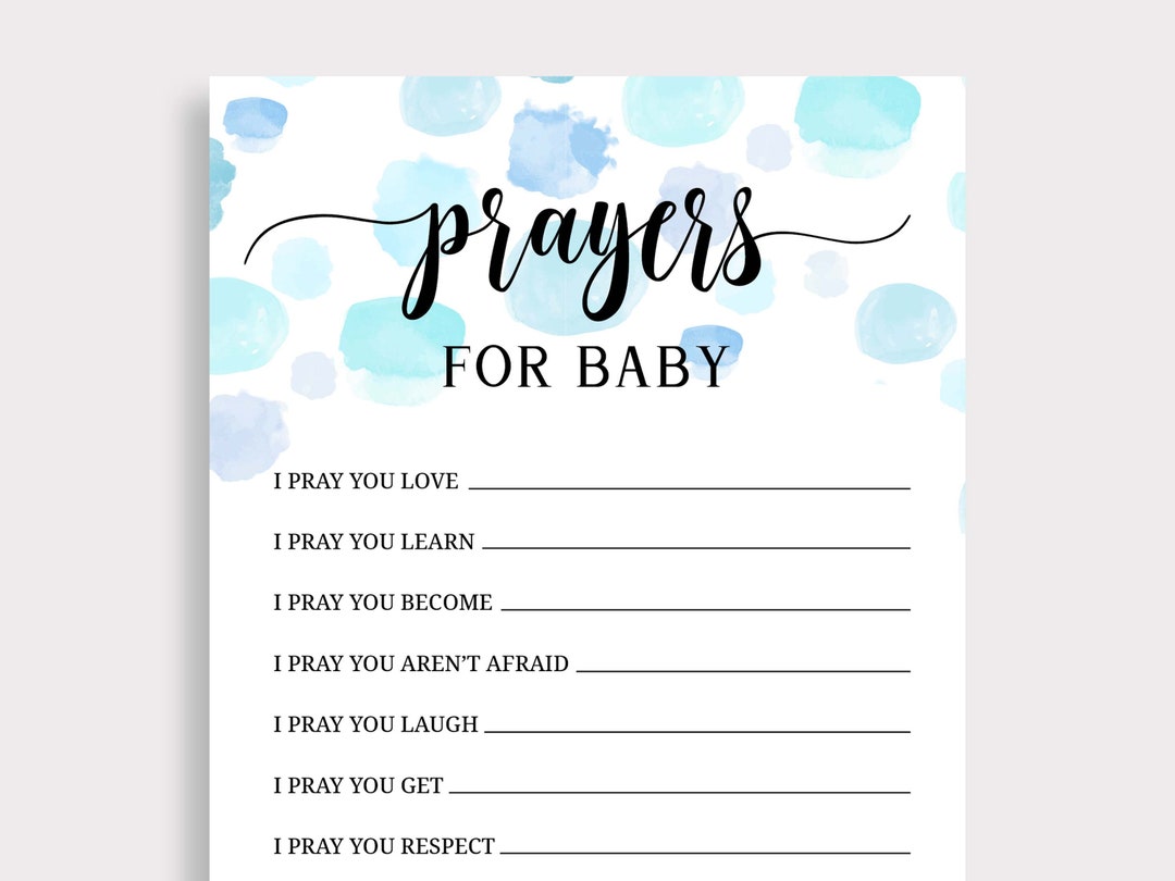 Prayers for Baby Card Baby Boy Prayer Wish Cards Well Wishes Blue Baby ...