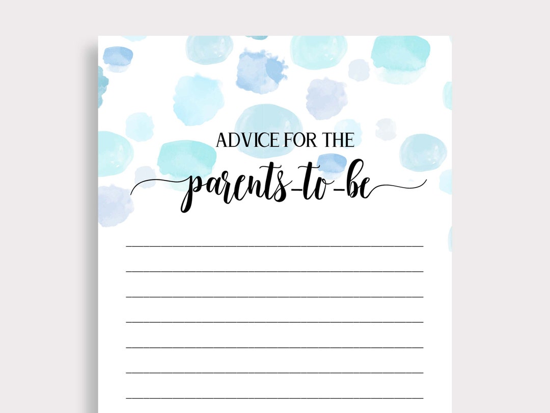 Blue Baby Shower Advice for the Parents to Be Cards Baby Boy Advice ...