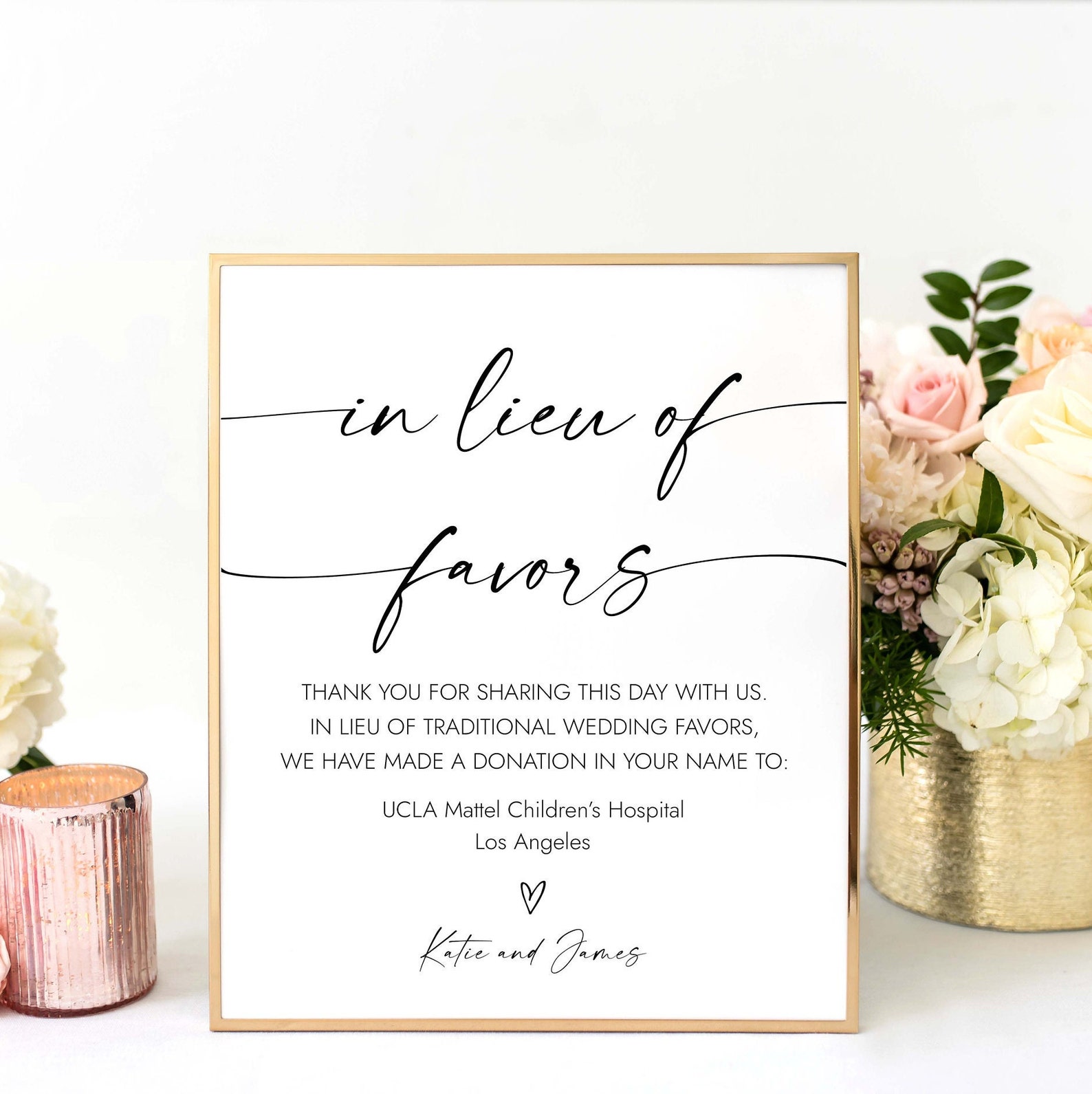 In Lieu of Favors Sign Wedding Donation Sign Charity Donation - Etsy